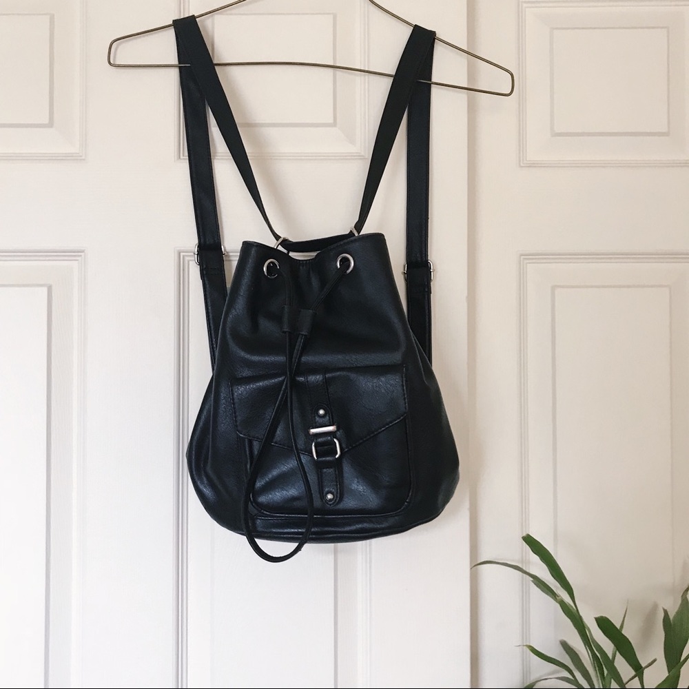 Convertible Leather Mini Backpack / Bucket Bag - Gem
